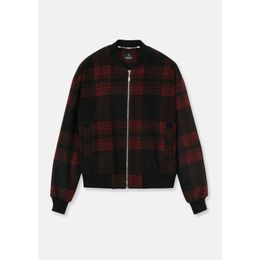 Madeleine Mode Outdoorjacke MADELEINE "Jacke Bomberjacke mit coolem Karomuster", Damen, Gr. 38, schwarz (schwarz, johannisbeere), Obermaterial: 50% Polyester PES. 50% Wolle WO., Modern, Jacken Outdoorjacke