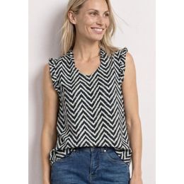 Blusentop Street One, Damen, Gr. 44, tiefblau, Stoff, 88% Viskose, 12% Polyamid, bedruckt, regular fit normal, V-Ausschnitt, abgesteppt, Blusen Blusentop, mit femininem V-Ausschnitt