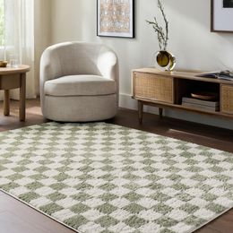 Teppich LIVABLISS "SERAC", gr&uuml;n, B:200cm H:18mm L:275cm, Polyester, Teppiche, Teppich, Maschinenwaschbarer Shaggy Teppich mit extra weichem Hochflor