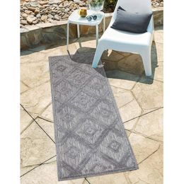 Teppich Carpet City "In-& Outdoorteppich Santorini 454, 3D-Effekt, Raute-Optik", grau (anthrazit), B:80cm H:5mm L:250cm, Polypropylen, Teppiche, Teppich, Wetterfest & UV-best&auml;ndig f&uuml;r Terrasse, Balkon, K&uuml;che, Flur