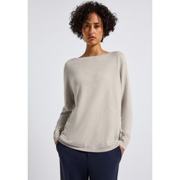 Strickpullover Street One, Damen, Gr. 36, beige (tusk cream meliert), Strick, Obermaterial: 60% Viskose, 40% Baumwolle, unifarben, l&auml;ssig geschnitten h&uuml;ftbedeckend, U-Boot-Ausschnitt, Flachstrickb&uuml;ndchen, Pullover Strickpullover, mit U-Boot-Ausschnitt