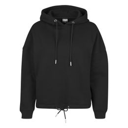 Rundhalspullover Urban Classics "Urban Classics Damen Ladies Kimono Hoody", Damen, Gr. XS, schwarz, 63% Baumwolle, 37% Polyester, unifarben, loose fit, ohne Ausschnitt, Pullover Rundhalspullover