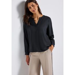 Langarmbluse Street One, Damen, Gr. 36, dunkelblau, Web, Obermaterial: 100% Viskose, bequem Po-bedeckend, Rundhals, 1-Knopf-Manschette, Blusen, im Tunika-Stil