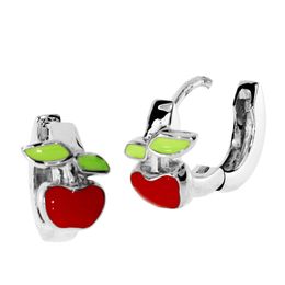 Klappcreolen OSTSEE-SCHMUCK "- Apfel - Silber 925/000 -" Gr. 13, silber (silber 925, silberfarben, wei&szlig;), Ohrringe, Damen, 13, Klappcreolen