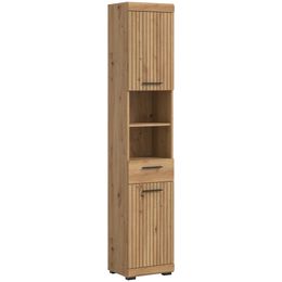 Hochschrank Welltime "SIENA, Breite 37cm, 2 T&uuml;r, 1 Schubkasten, 2 offene F&auml;cher, MDF-Front", braun (artisan eiche nachbildung), B:37cm H:191cm T:31cm, Holzwerkstoff, Schr&auml;nke, Hochschrank, in verschiedenen Farben erh&auml;ltlich, Badm&ouml;bel, Badschrank, Schrank, Bad