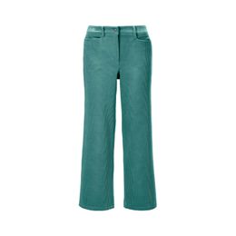 Madeleine Mode Culotte MADELEINE "Culotte mit Spitze Culotte aus samtweichem Feincord", Damen, Gr. 42, N + K Gr, blau (ozeanblau), Obermaterial: 93% Baumwolle CO. 5% Modal CMD. 2% Elasthan EL., Modern, Hosen Culotte