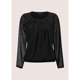 Madeleine Mode Langarmbluse MADELEINE "Bluse Rundhals-Bluse mit transparenten &Auml;rmeln", Damen, Gr. 34, schwarz, Obermaterial: 100% Polyester PES., Modern, normal, Blusen