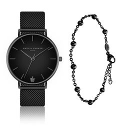 Quarzuhr AMELIA PARKER "SAA4-2", schwarz, Armbanduhren, Damen, Quarzuhr