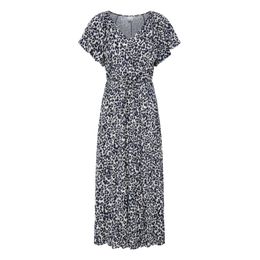 Midikleid Ichi "Casual IHAYA", Damen, Gr. 34, N-Gr, blau (schwarz navy le), Obermaterial: 97% Viskose CV. 3% Elasthan EL., Kleider Midikleid