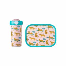 Lunchbox Mepal "Brotdose + Verschlussbecher Campus 300 ml + 700 ml 2er Set", beige (leopard), ABS-Kunststoff, Lebensmittelaufbewahrungsbeh&auml;lter, Lunchbox