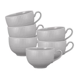 Tasse Seltmann Weiden "Milchkaffeetassen Amina 0,35 l 6er Set", grau (silbergrau), 6 tlg., Porzellan, Trinkgef&auml;&szlig;e, Tasse