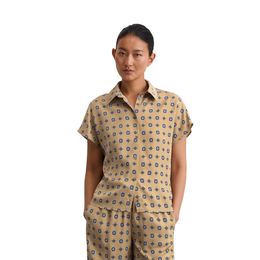 Marc O'Polo Kurzarmbluse MARC O'POLO "aus Viskose-Twill", Damen, Gr. 34, medium beige, Obermaterial: 100% Viskose, bedruckt, normal, Blusen