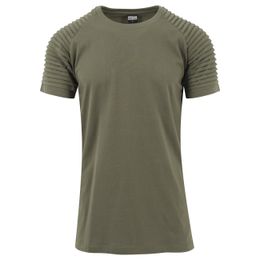 T-Shirt Urban Classics "Urban Classics Herren Pleat Raglan Tee", Jungen, Gr. M, olive, 100% Baumwolle, unifarben, slim fit, Rundhals, Shirts T-Shirt
