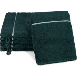 Waschhandschuh Ross "&Uuml;berkaro 9032", gr&uuml;n (moosgr&uuml;n, wei&szlig;), B:12cm L:20cm, Frottier, Frottier, Handt&uuml;cher, 100% Baumwolle, made in Germany