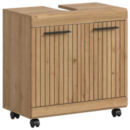 Waschbeckenunterschrank Welltime "SIENA, Breite 60cm, 2 T&uuml;ren oder 2 Schubk&auml;sten, auf Rollen, MDF-Front", braun (artisan eiche nachbildung), B:60cm H:60cm T:34cm, Holzwerkstoff, Schr&auml;nke, Waschbeckenunterschrank, in verschiedenen Farben erh&auml;ltlich, Badm&ouml;bel, Badschrank, Kommode, Bad