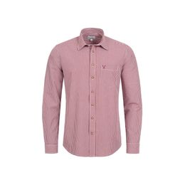N&uuml;bler Trachtenhemd N&Uuml;BLER "Trachtenhemd langarm Rudi", Herren, Gr. M, EURO, rot (weinrot), Obermaterial: 70% Baumwolle CO. 30% Polyester PES., Hemden Trachtenhemd