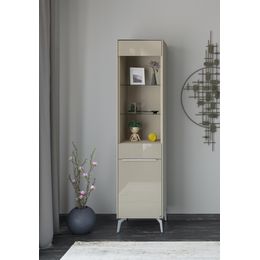 Standvitrine "Reno", beige (taupe matt lack, glas taupe glanz), B:48cm H:200cm T:42cm, Glas, Holzwerkstoff, SET ONE BY Musterring, Schr&auml;nke, Standvitrine, Mit Winkelfu&szlig; in diversen Farben, 200 cm H&ouml;he & Farbauswahl