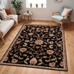 Teppich LIVABLISS "BOLZANO", schwarz, B:200cm H:13,97mm L:290cm, Polypropylen (PP), Teppiche, Teppich, Vintage Orient Teppich im Boho Stil