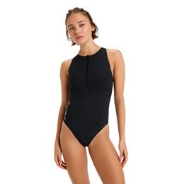 Badeanzug Roxy "Roxy Active High Perf One Piec", Damen, Gr. S, grau (anthrazit), Obermaterial: 75% Nylon, 25% Elasthan., Badeanz&uuml;ge Badeanzug