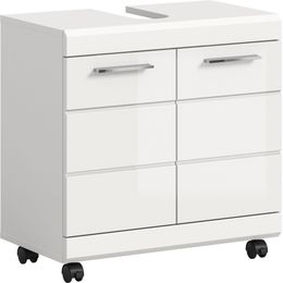 Waschbeckenunterschrank Welltime "SIENA, Breite 60cm, 2 T&uuml;ren oder 2 Schubk&auml;sten, auf Rollen, MDF-Front", wei&szlig; (wei&szlig;, wei&szlig; hochglanz), B:60cm T:34cm, Holzwerkstoff, Schr&auml;nke, Waschbeckenunterschrank, in verschiedenen Farben erh&auml;ltlich, Badm&ouml;bel, Badschrank, Kommode, Bad
