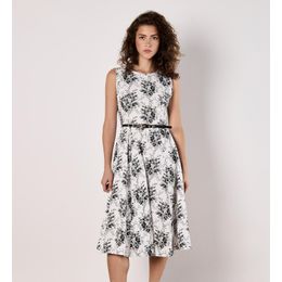Midikleid Apricot "Midikleid", Damen, Gr. S (36), N-Gr, wei&szlig;, Obermaterial: 98% Baumwolle CO. 2% Elasthan EL., gebl&uuml;mt, tailliert, Rundhals, Kleider Midikleid, mit abmehmbarem G&uuml;rtel