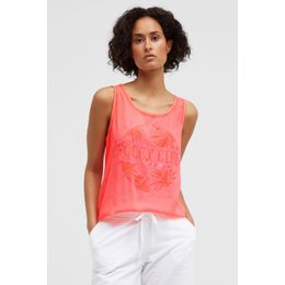 Blusentop SOCCX, Damen, Gr. XXL, neon coral, Web, Material R&uuml;ckenteil: 100% Baumwolle, Material Vorderteil: 100% Viskose, bedruckt, regular fit normal, Rundhals, offene Kante, Blusen Blusentop, aus Baumwolle