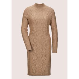 Madeleine Mode Strickkleid MADELEINE "Strickkleid Strickkleid mit Zopfmuster", Damen, Gr. 48, N-Gr, beige (caramel, melange), Obermaterial: 50% Viskose CV. 28% Polyester PES. 22% Polyamid PA., Modern, normal, Kleider Strickkleid