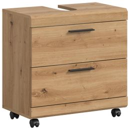 Waschbeckenunterschrank Welltime "SIENA, Breite 60cm, 2 T&uuml;ren oder 2 Schubk&auml;sten, auf Rollen, MDF-Front", braun (artisan eiche nachbildung), B:60cm H:60cm T:34cm, Holzwerkstoff, Schr&auml;nke, Waschbeckenunterschrank, in verschiedenen Farben erh&auml;ltlich, Badm&ouml;bel, Badschrank, Kommode, Bad