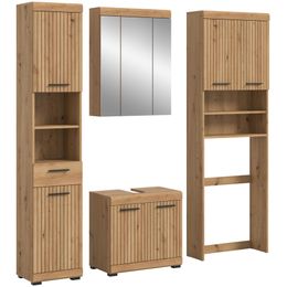 Badm&ouml;bel-Set Welltime "SIENA, 4 teilig, bestehend aus:", braun (artisan eiche nachbildung), B:190cm H:191cm T:34cm, Holzwerkstoff, Kastenm&ouml;bel-Sets, Badm&ouml;bel-Set, Hochschrank, WBU, Spiegelschrank, Waschmaschinenumbauschrank