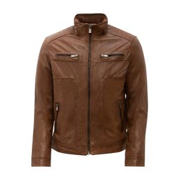 Bikerjacke RICANO "Lederjacke Albert", Herren, Gr. 3XL, braun (cognac), Obermaterial: 100% Lammnappaleder LANA. Futter: 100% Baumwolle CO., normal, hoch geschlossener Ausschnitt, Jacken, Handgefertigt aus echtem Leder
