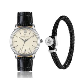 Quarzuhr PHILIPP BLANC "SPB1-1", schwarz, schwarz croco, Armbanduhren, Herren, Quarzuhr