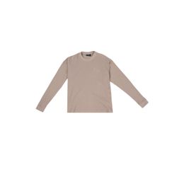 Longsleeve DROPSIZE "Dropsize WAFFLE LONGSLEEVE", Damen, Gr. L, simply taupe, 100% Baumwolle, bedruckt, oversize, Rundhals, Shirts