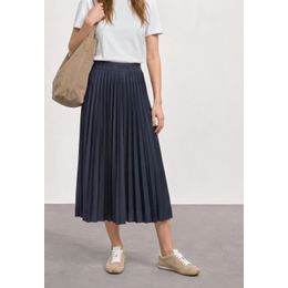 Maxirock Street One, Damen, Gr. 44, blau (schwarzest blau), Stoff, 95% Polyester, 5% Elasthan, unifarben, normal wadenlang, R&ouml;cke Maxirock, in plissierter Optik