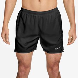 Laufshorts Nike "Nike Miler Men's Dri-FIT 5" Brief-Lined Running Shorts", Herren, Gr. S, N-Gr, schwarz (schwarz, schwarz), Web, Obermaterial: 100% Polyester, kontrastfarbene Details, unifarben, ca. Mitte Oberschenkel, Hosen, mit kontrastfarbenen Details, ohne Verschluss, schnell trocknend