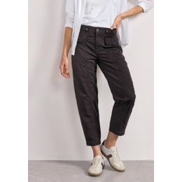 Street One Damen Stoffhoseschwarz coffee, Gr. 46, unifarben, Web, 98% Baumwolle, 2% Elasthan, Hosen, im Papertouch