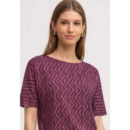 T-Shirt Street One, Damen, Gr. 34, blush berry, Stoff, 95% Viskose, 5% Elasthan, gemustert, normal normal, U-Boot-Ausschnitt, abgesteppt, Shirts T-Shirt, mit Elastikbund