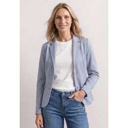 Kurzblazer Street One, Damen, Gr. 34, whispery blau, Stoff, 83% Polyester, 14% Viskose, 3% Elasthan. shadowed navy melange: 73% Polyester, 24% Viskose, 3% Elasthan, Jacquardmuster, regular fit normal, V-Ausschnitt, normaler Saum, Blazer Kurzblazer, mit Reverskragen