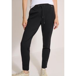 Stoffhose Cecil, Damen, Gr. L, L&auml;nge 30, schwarz, Stoff, 61% Viskose, 32% Polyamid, 7% Elasthan, unifarben, normal lang, Hosen Stoffhose, Middle Waist