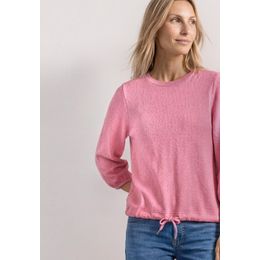 Langarmshirt Street One, Damen, Gr. 34, pink (blush berry meliert), Stoff, 60% Viskose, 40% Polyester, unifarben, normal normal, Rundhals, elastischer Bund, Shirts Langarmshirt, mit Tunnelzug am Saum
