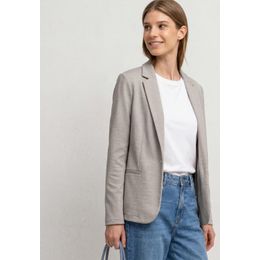 Kurzblazer Street One, Damen, Gr. 42, clay sand, Stoff, 83% Polyester, 14% Viskose, 3% Elasthan. shadowed navy melange: 73% Polyester, 24% Viskose, 3% Elasthan, Jacquardmuster, regular fit normal, V-Ausschnitt, normaler Saum, Blazer Kurzblazer, mit Reverskragen