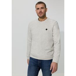 Sweatshirt Street One MEN, Herren, Gr. L (42), sandwei&szlig;, Sweatware, 50% Baumwolle, 50% Polyester, unifarben, normal, Rundhals, B&uuml;ndchen, Sweatshirts Sweatshirt, im soften Baumwoll-Mix