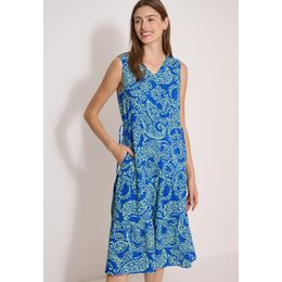 Midikleid Cecil, Damen, Gr. XXL (46), US-Gr&ouml;&szlig;en, surf blau, Stoff, 100% Viskose, gemustert, comfort fit wadenlang, V-Ausschnitt, normaler Saum, Kleider Midikleid, mit allover Print
