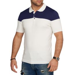 Poloshirt Carisma "Carisma Poloshirt CRPARATI", Herren, Gr. L, wei&szlig;, Obermaterial: 51% Viskose CV. 27% Polyester PES. 22% Polyamid PA., Shirts, Strick Kurzarm Polo T-Shirt Color-Block