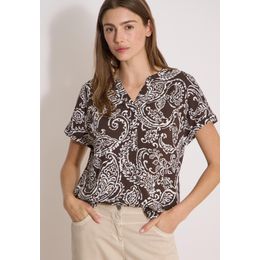 Kurzarmbluse Cecil, Damen, Gr. L (42), braun (braun cacao), Stoff, 100% Viskose, gemustert, klassisch normal, Rundhals, normaler Saum, Blusen, mit allover Print