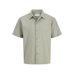 Jack & Jones Kurzarmhemd JACK & JONES "JORRIVIERA TEXTURE SHIRT SS", Herren, Gr. L, N-Gr, gr&uuml;n (seagrass), Web, Obermaterial: 100% Baumwolle, unifarben, regular fit normal, ohne Ausschnitt, gerader Abschluss, Hemden, mit Hemdkragen