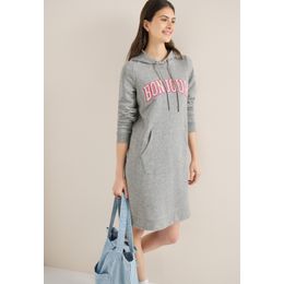 Sweatkleid Cecil, Damen, Gr. XXL (46), US-Gr&ouml;&szlig;en, milky grau melange, Stoff, 57% Polyester, 43% Baumwolle, bedruckt, comfort fit knielang, ohne Ausschnitt, Rippb&uuml;ndchen, Kleider Sweatkleid, mit Kapuze