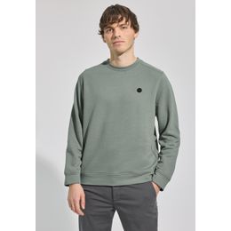Sweatshirt Street One MEN, Herren, Gr. L (42), dusty mint, Sweatware, 50% Baumwolle, 50% Polyester, unifarben, normal, Rundhals, B&uuml;ndchen, Sweatshirts Sweatshirt, im soften Baumwoll-Mix
