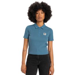 Funktionstop Quiksilver "Nightcall Polo", Damen, Gr. S, blau (real teal), Obermaterial: 58% Baumwolle, 39% Polyester, 3% Elasthan., Tops