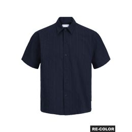 Jack & Jones Kurzarmhemd JACK & JONES "JORRIVIERA TEXTURE SHIRT SS", Herren, Gr. L, N-Gr, blau (sky captain), Web, Obermaterial: 100% Baumwolle, unifarben, regular fit normal, ohne Ausschnitt, gerader Abschluss, Hemden, mit Hemdkragen