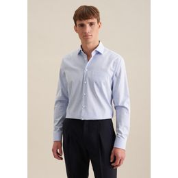 Businesshemd Seidensticker "Schwarze Rose", Herren, Gr. S38, normale &Auml;rmell&auml;ngen, blau (hellblau), 100% Baumwolle, kariert, regular fit, 2-Knopf-Manschette, Hemden, Regular 1/1 Kentkragen Karo
